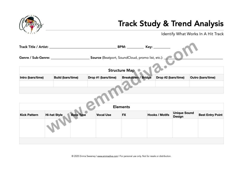 Get Your Free Track & Trend Study Analysis Sheet - Emma Diva — Session ...